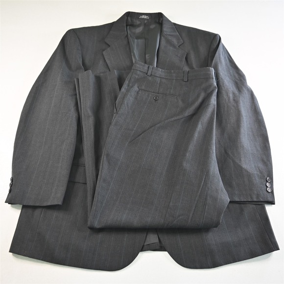Towncraft | Suits & Blazers | Towncraft 5l 44x30 Gray Striped Wool Mens ...